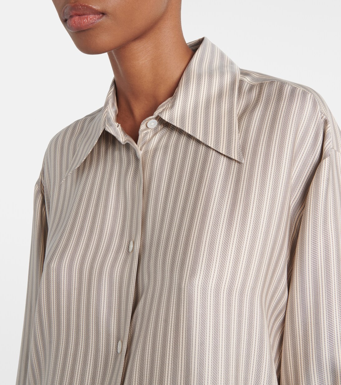 Parave striped silk shirt in beige - The Row | Mytheresa