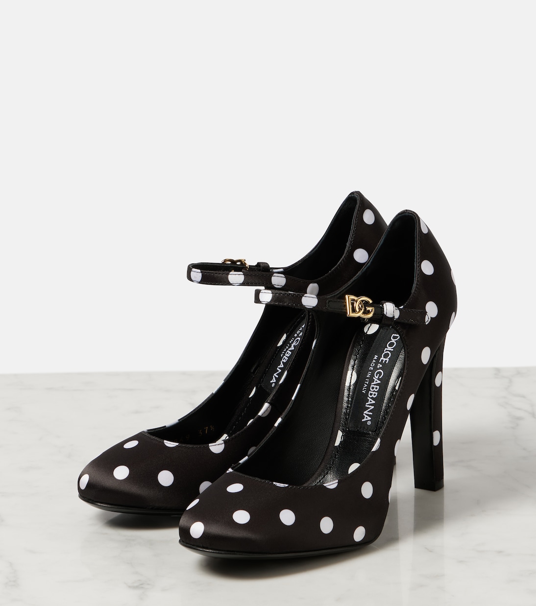 Sharon polka-dot satin Mary Jane pumps in black - Dolce Gabbana | Mytheresa