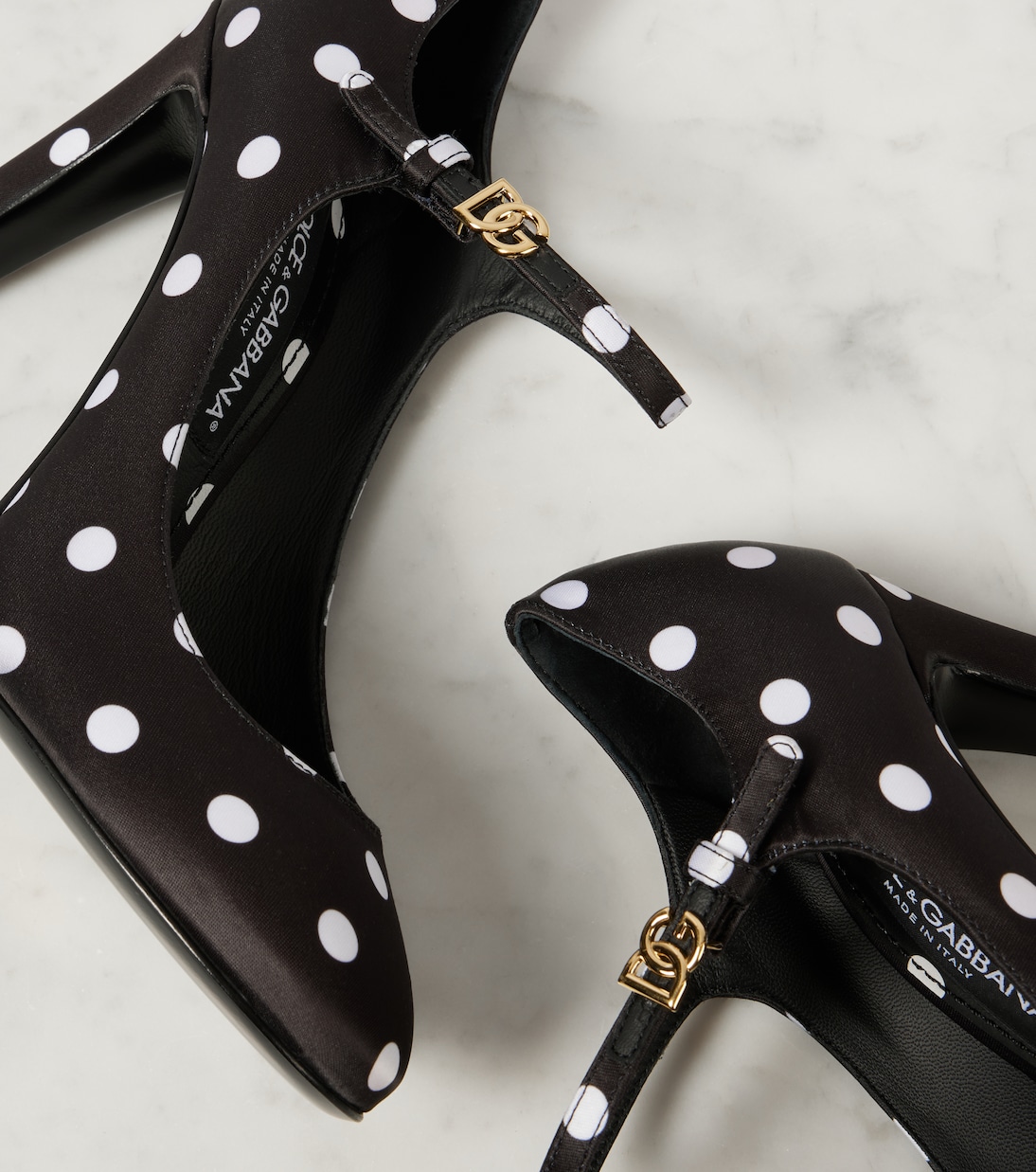 Sharon polka-dot satin Mary Jane pumps in black - Dolce Gabbana | Mytheresa