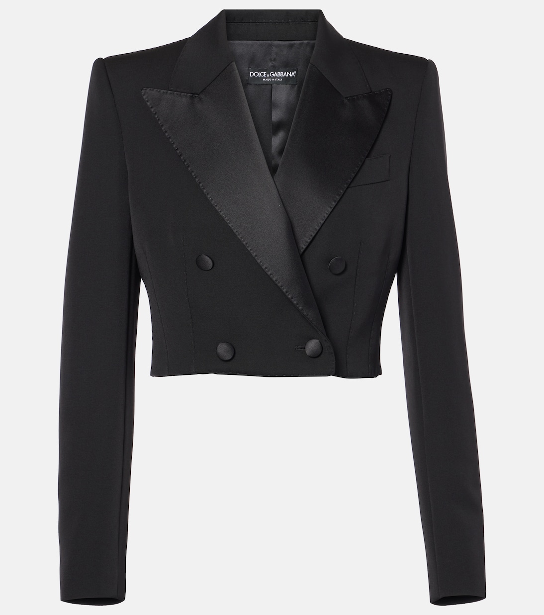 Cropped cotton-blend tuxedo jacket in black - Dolce Gabbana | Mytheresa