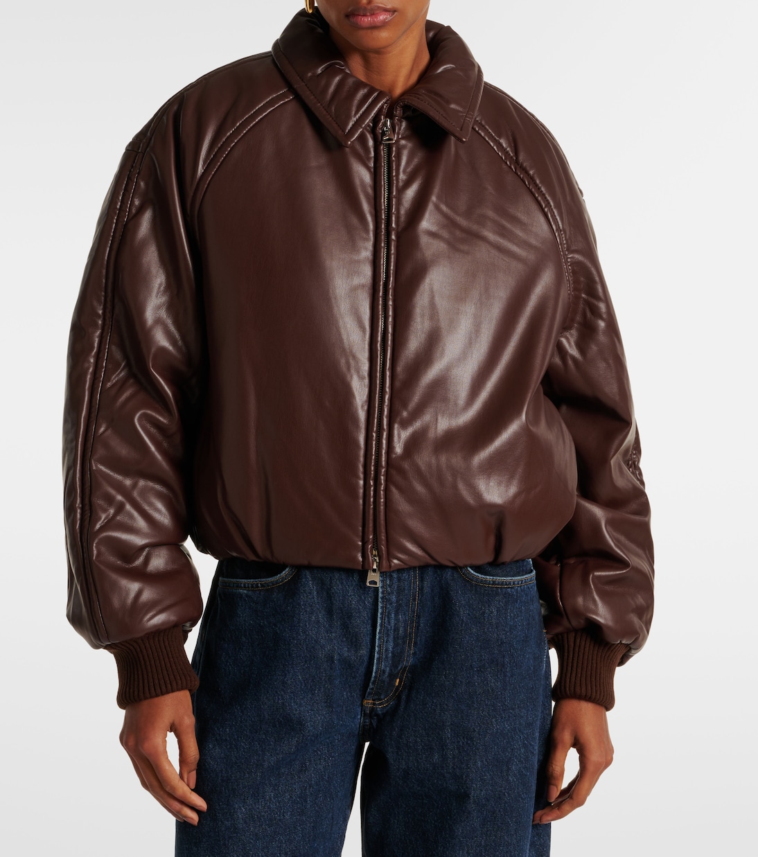 x Shoreditch Ski Club Tate faux leather bomber jacket in brown - Agolde ...