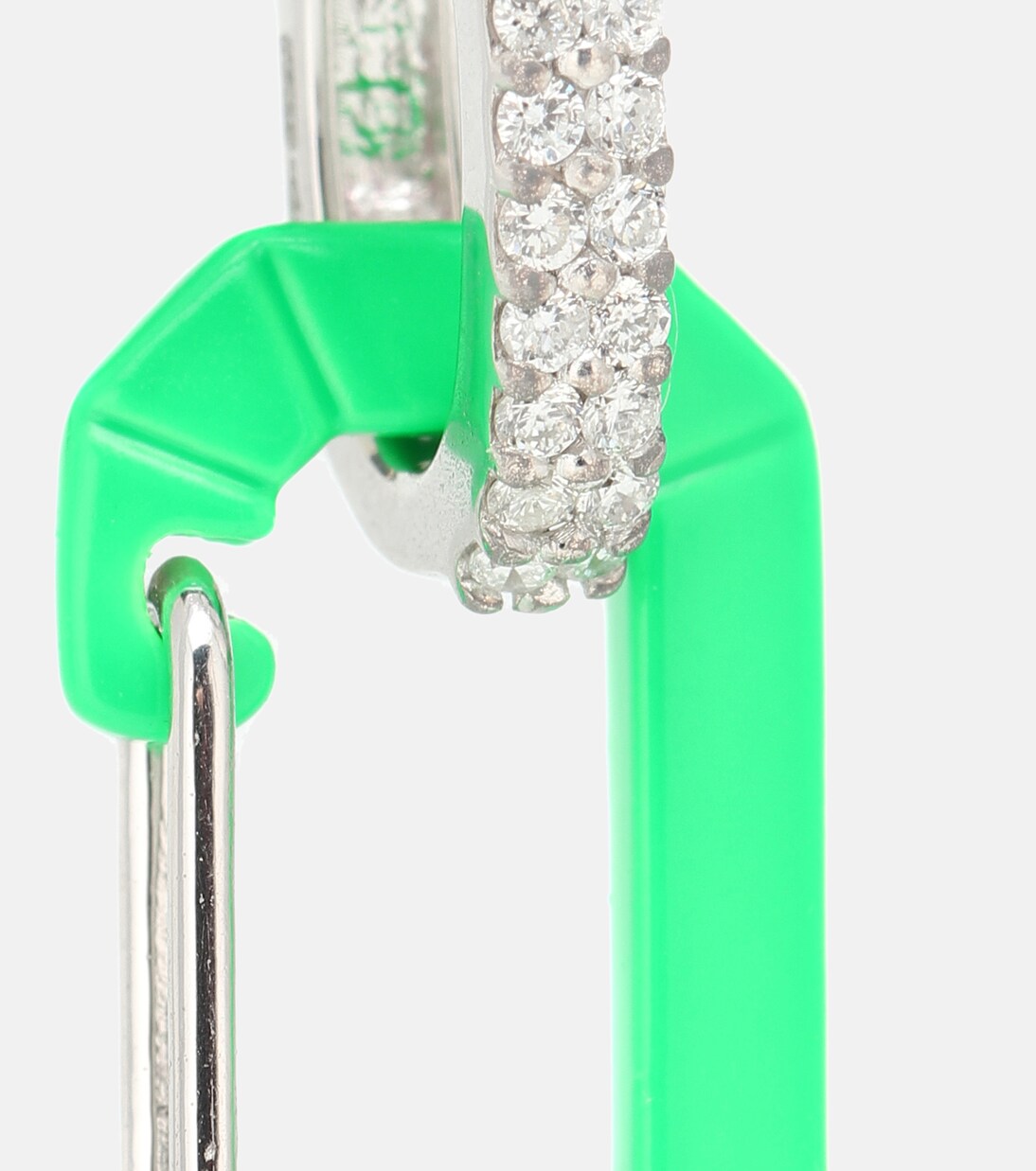 Small Chiara 18kt white gold and diamond single earring in green - Eera ...