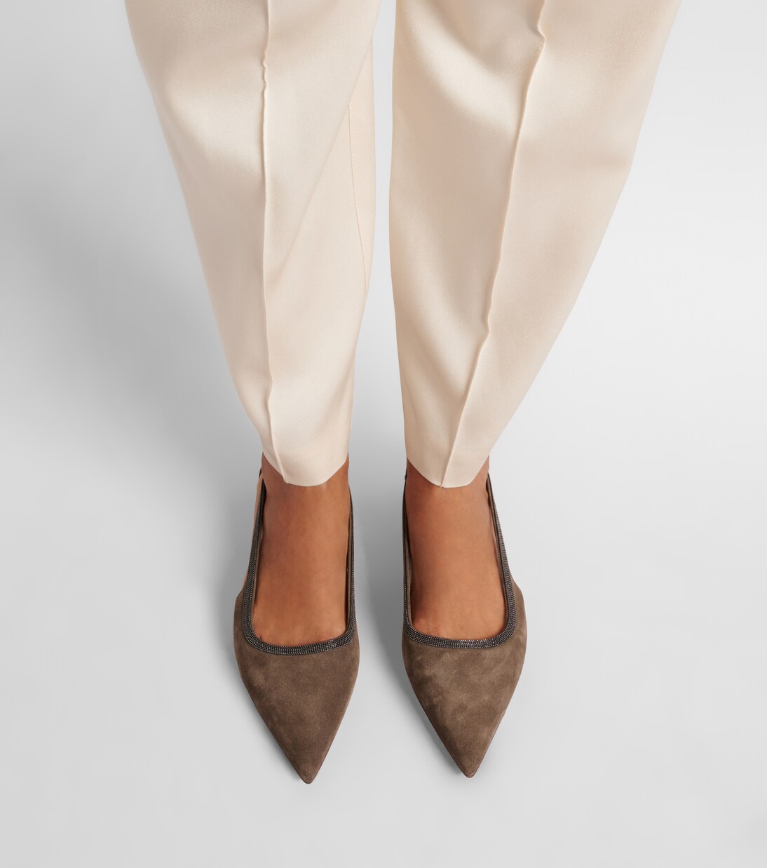 Suede ballet flats in brown - Brunello Cucinelli | Mytheresa