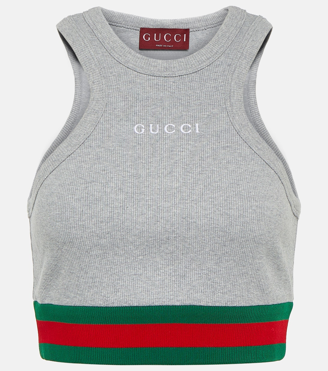 Logo cotton-blend jersey tank top in grey - Gucci | Mytheresa