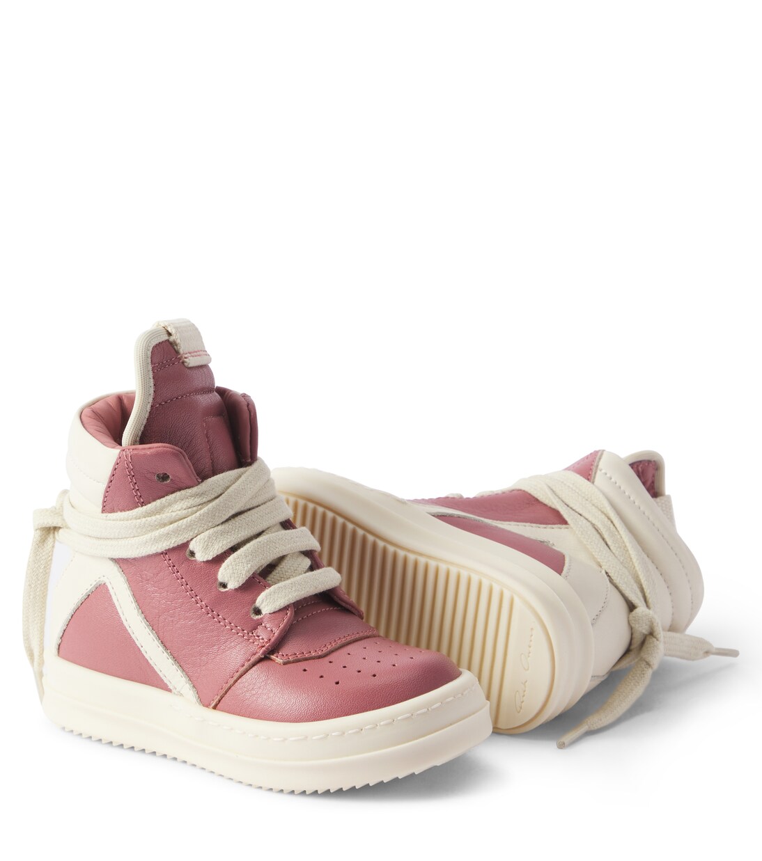 Rick Owens Kids 유아 지오 레더 하이탑 스니커즈 - 페칭