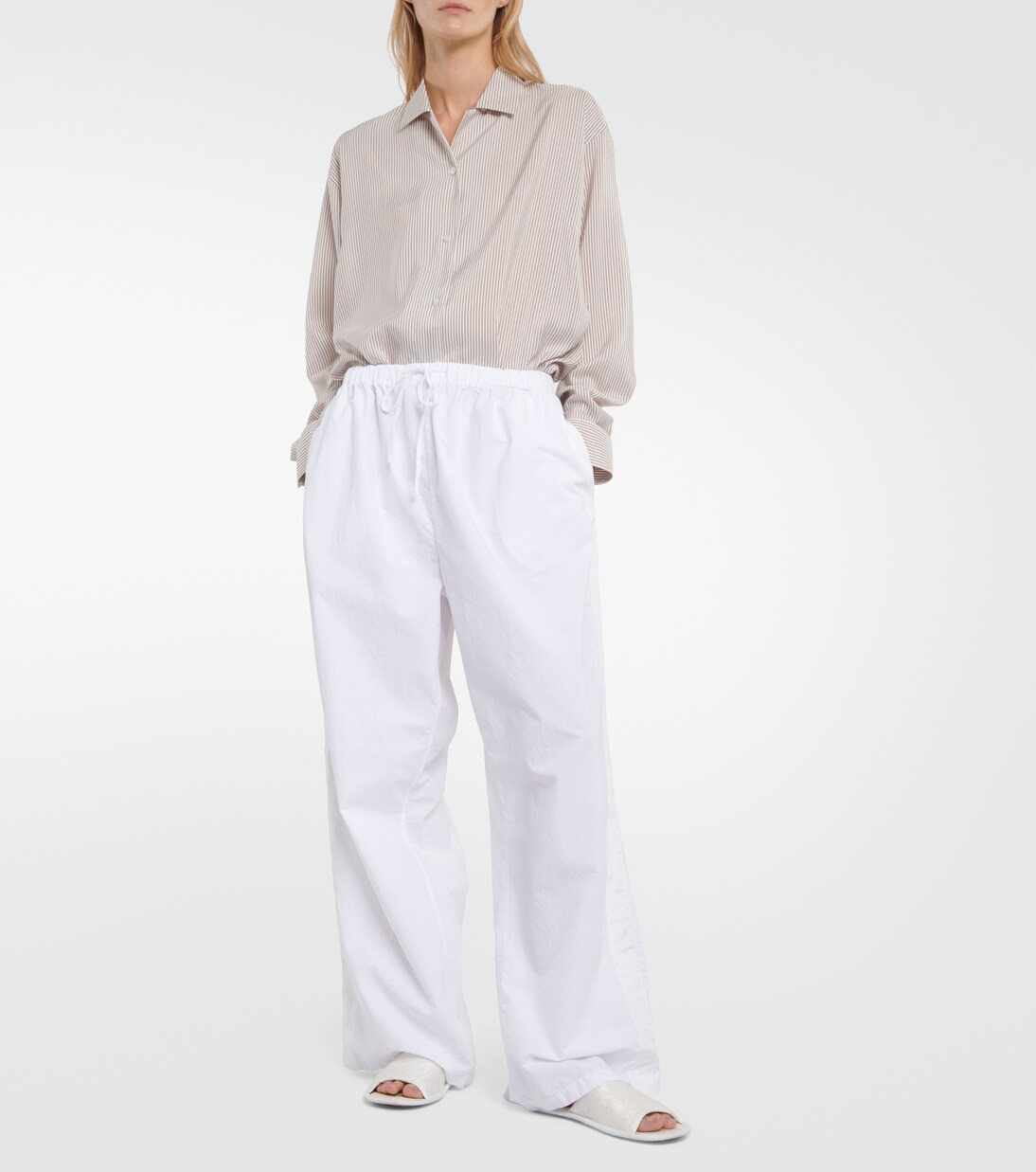 Hubert cotton wide-leg pants in white - The Row | Mytheresa
