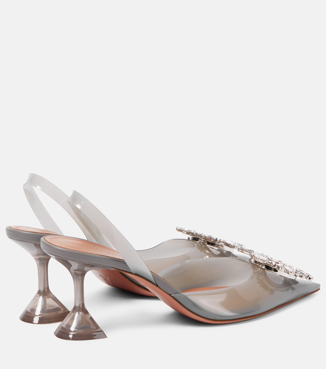 Begum Glass 70 PVC slingback pumps in transparent - Amina Muaddi ...