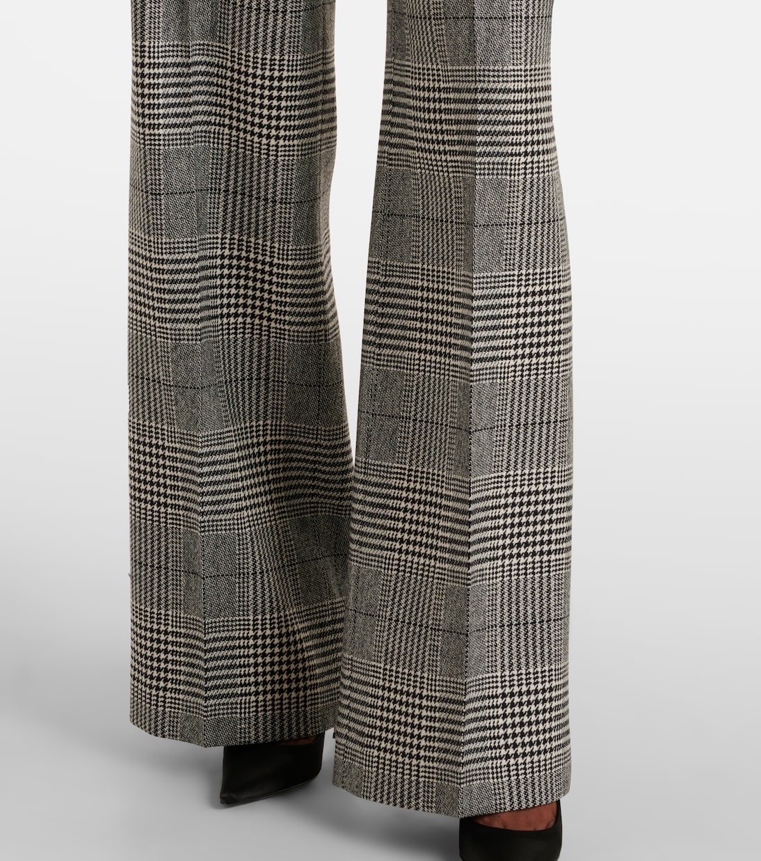 Prince of Wales check wool and cashmere flared pants in grey - Dolce ...