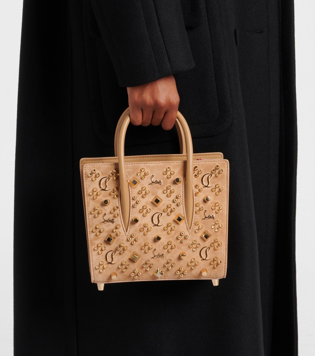 Paloma Mini studded leather tote bag in brown - Christian Louboutin ...