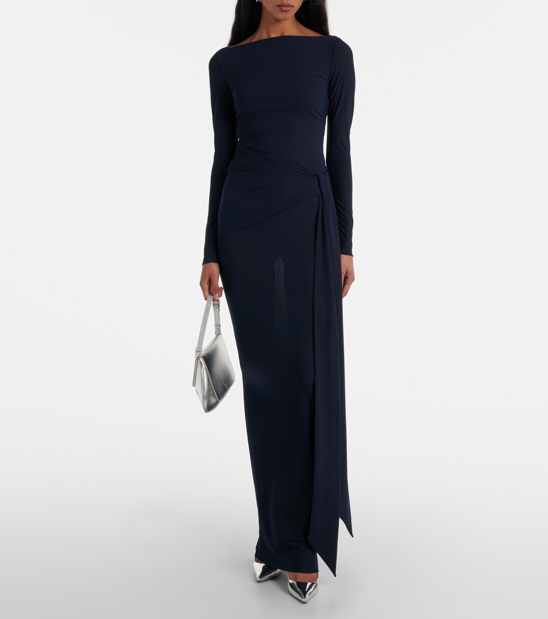 Semi-sheer gathered gown in blue - Alex Perry | Mytheresa