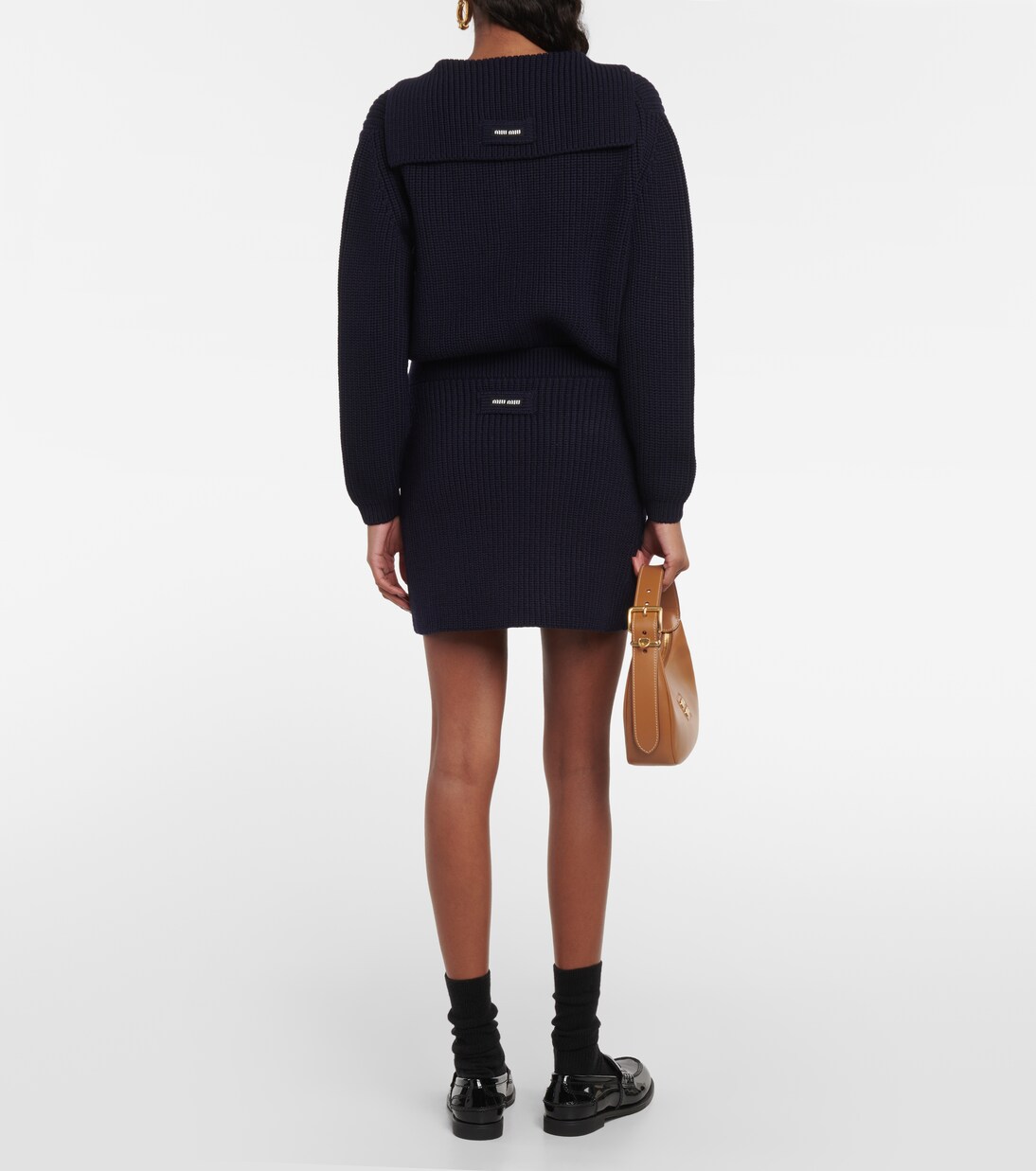 Ribbed-knit wool miniskirt in blue - Miu Miu | Mytheresa