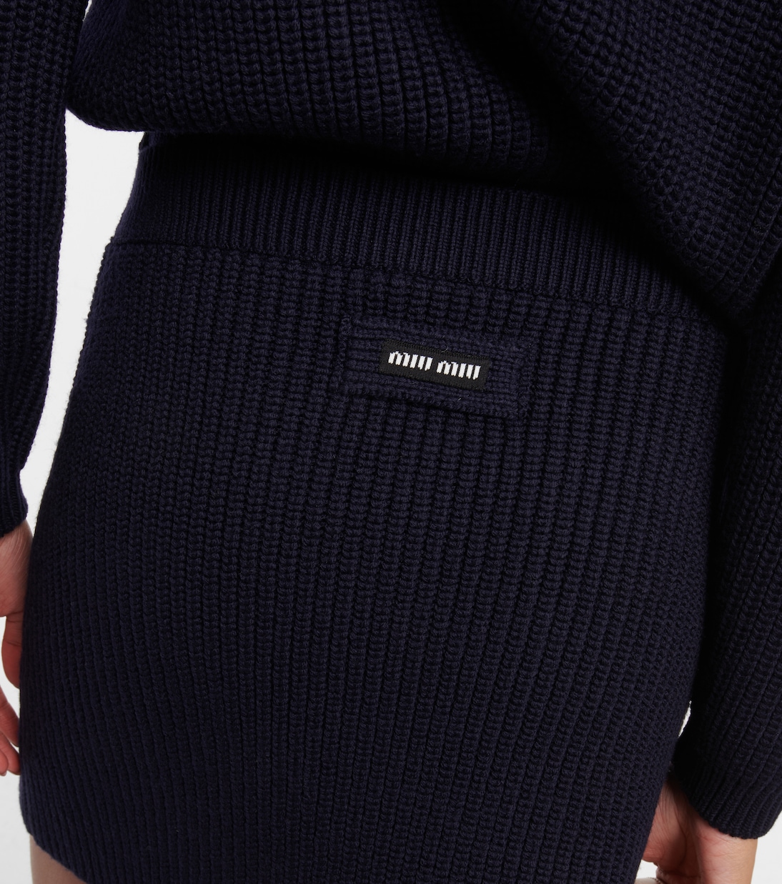 Ribbed-knit wool miniskirt in blue - Miu Miu | Mytheresa