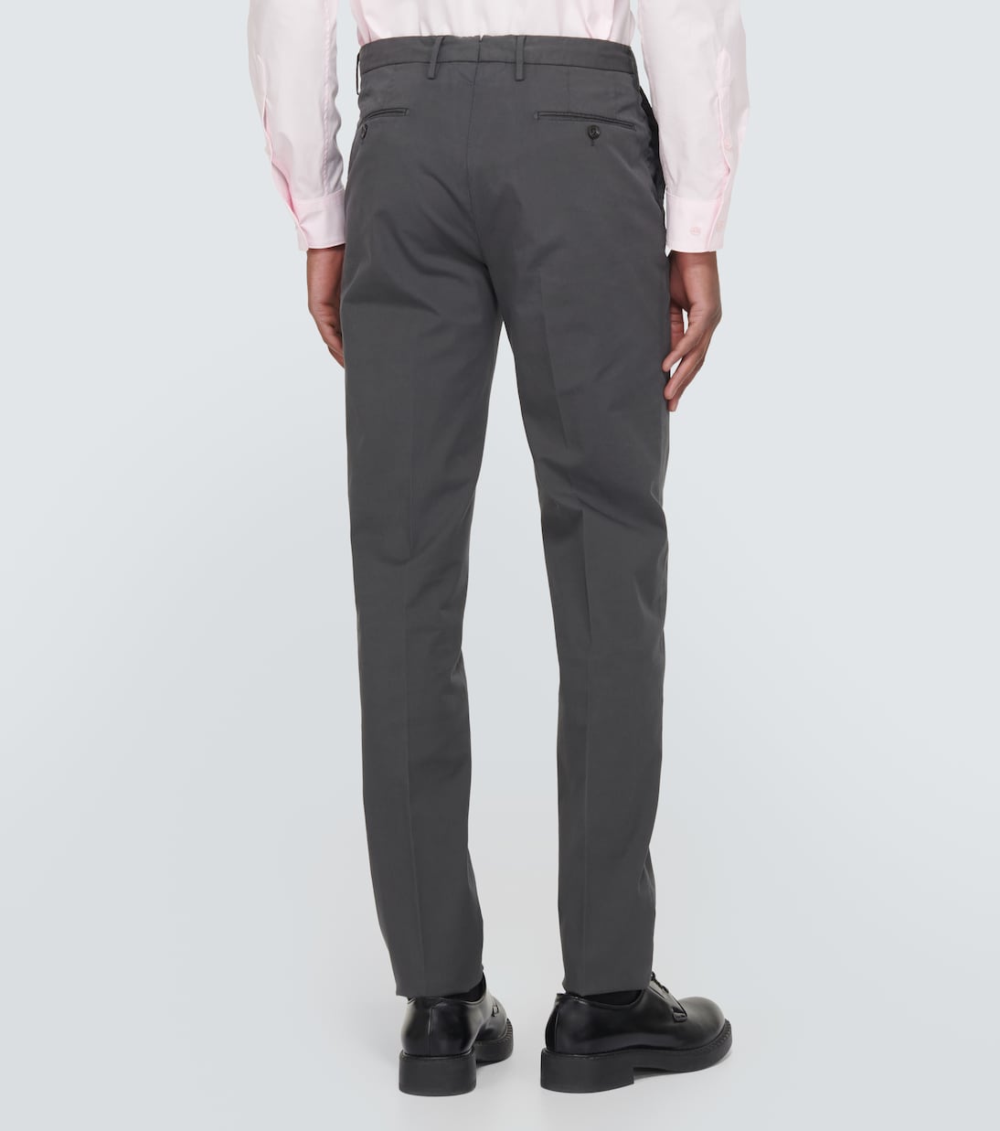 Cotton-blend straight pants in grey - Incotex | Mytheresa