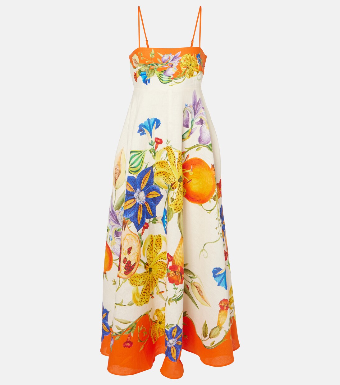 Vestido midi Flores de lino floral en multicolor - Alemais | Mytheresa