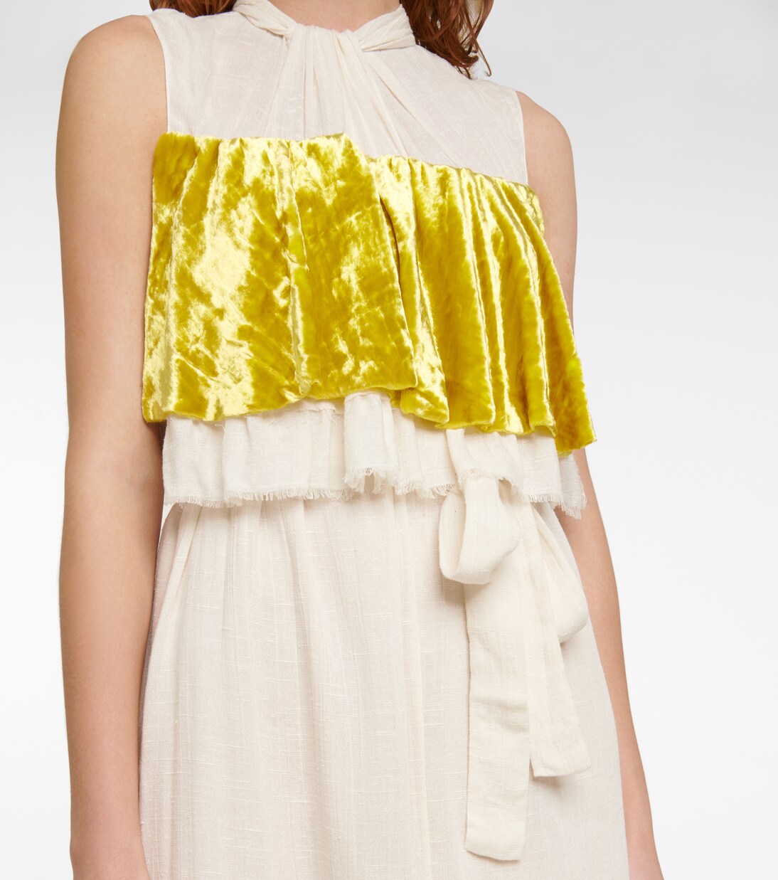 Silk-toile midi dress in white - Prada | Mytheresa