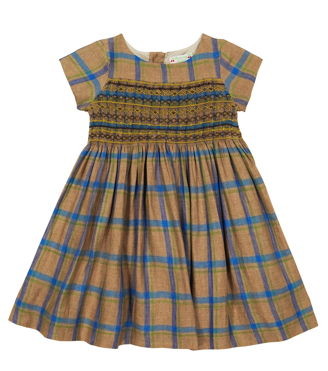 Duchesse checked linen dress in brown - Bonpoint | Mytheresa