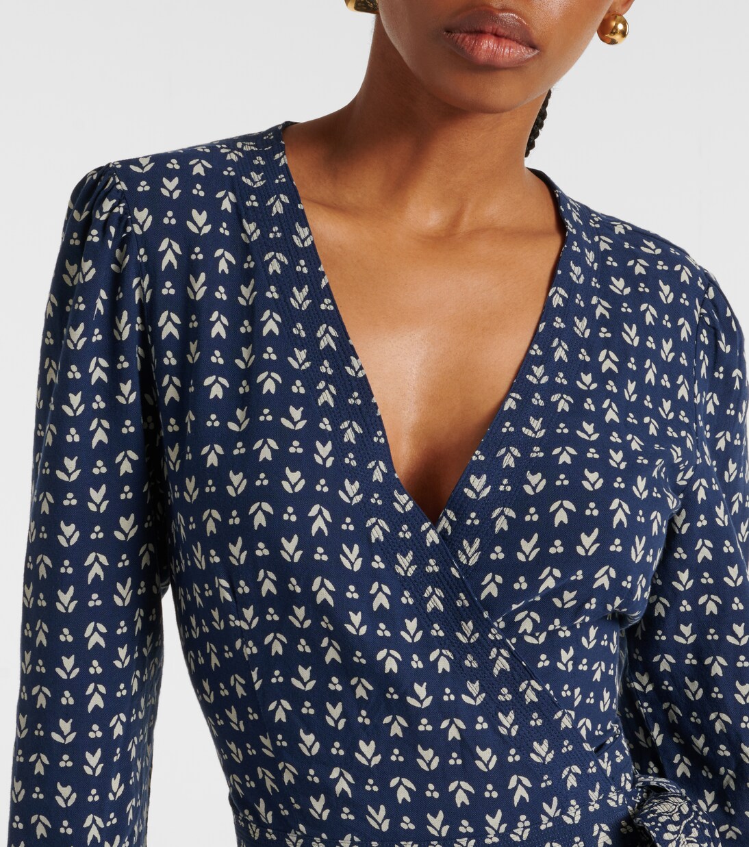 Floral ruffled cotton wrap dress in blue - Polo Ralph Lauren | Mytheresa