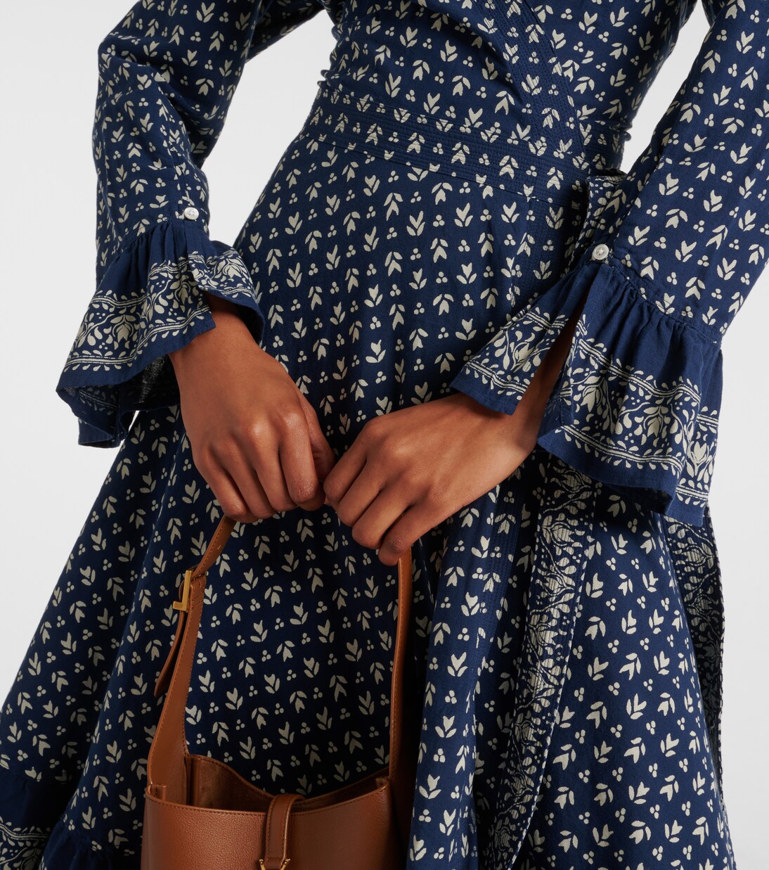 Floral ruffled cotton wrap dress in blue - Polo Ralph Lauren | Mytheresa