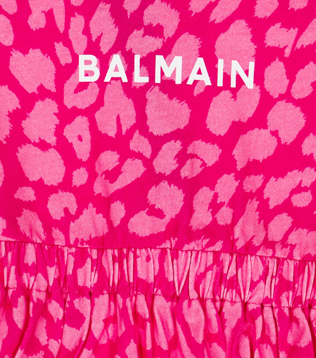 Baby leopard-print cotton dress in pink - Balmain Kids | Mytheresa