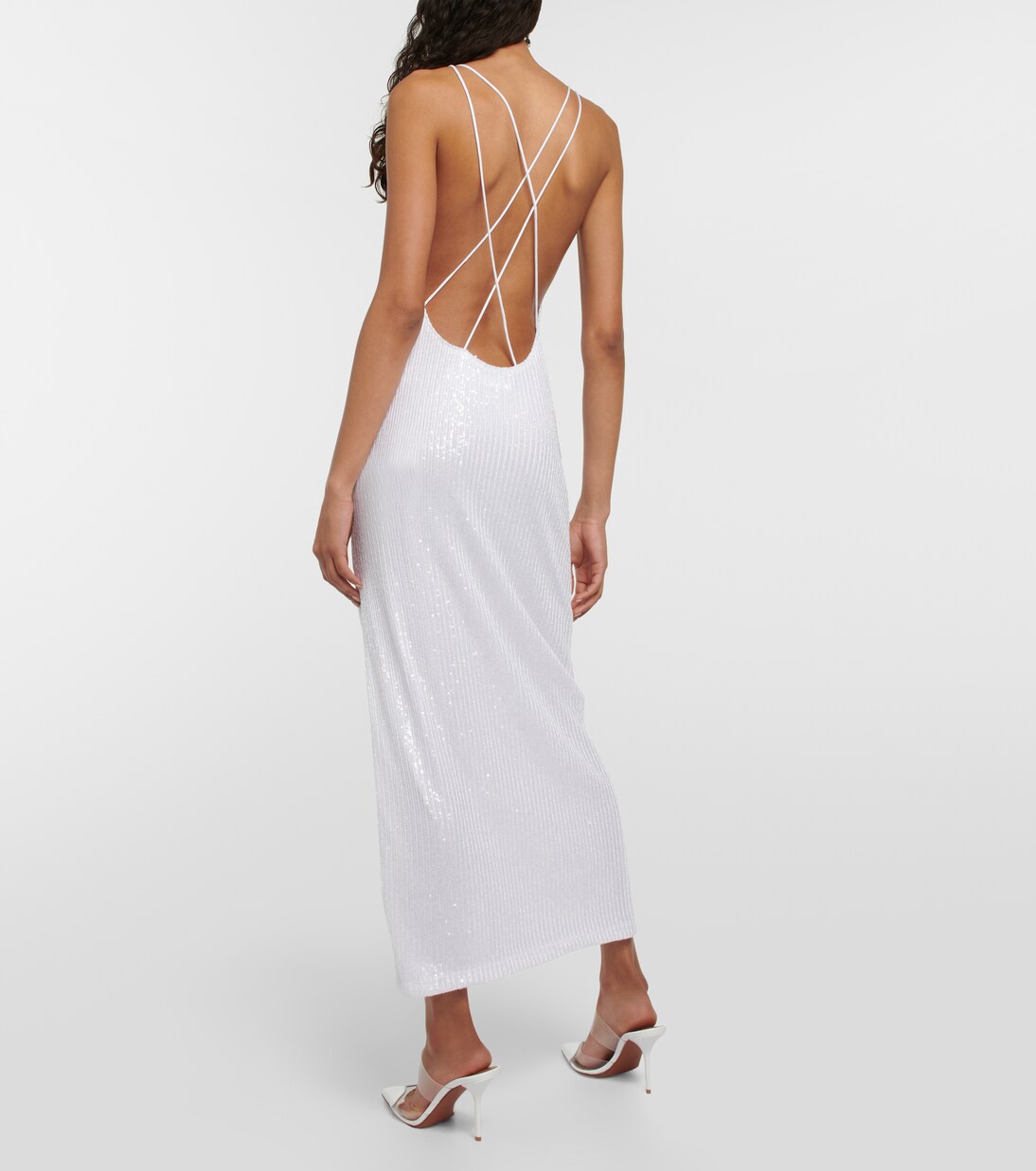 Embellished slip maxi dress in white - Rotate | Mytheresa