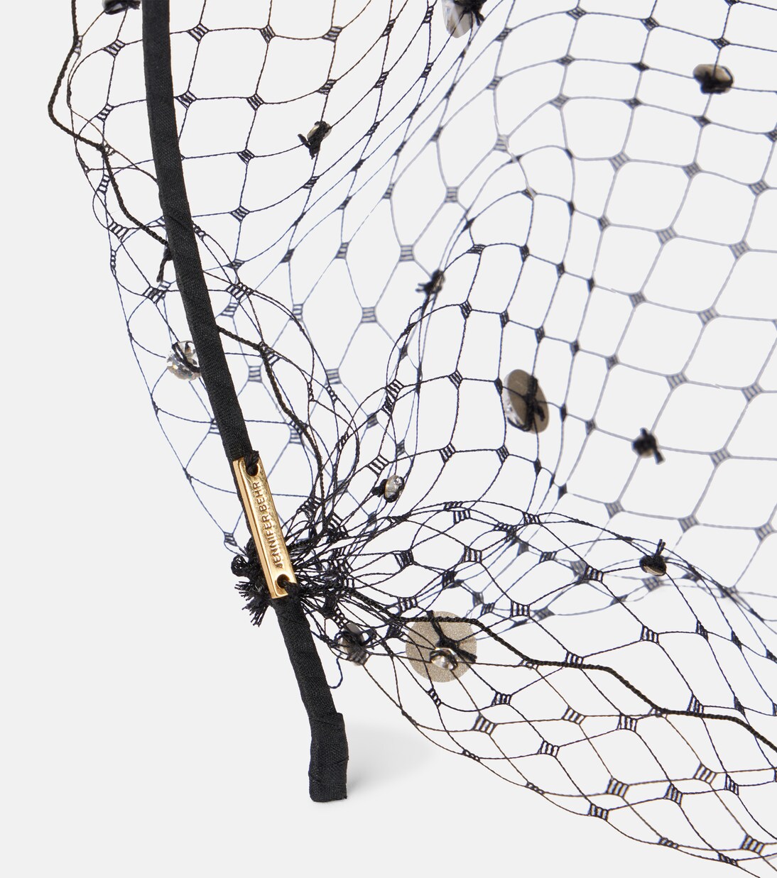 Stella embellished fishnet headband in black - Jennifer Behr | Mytheresa