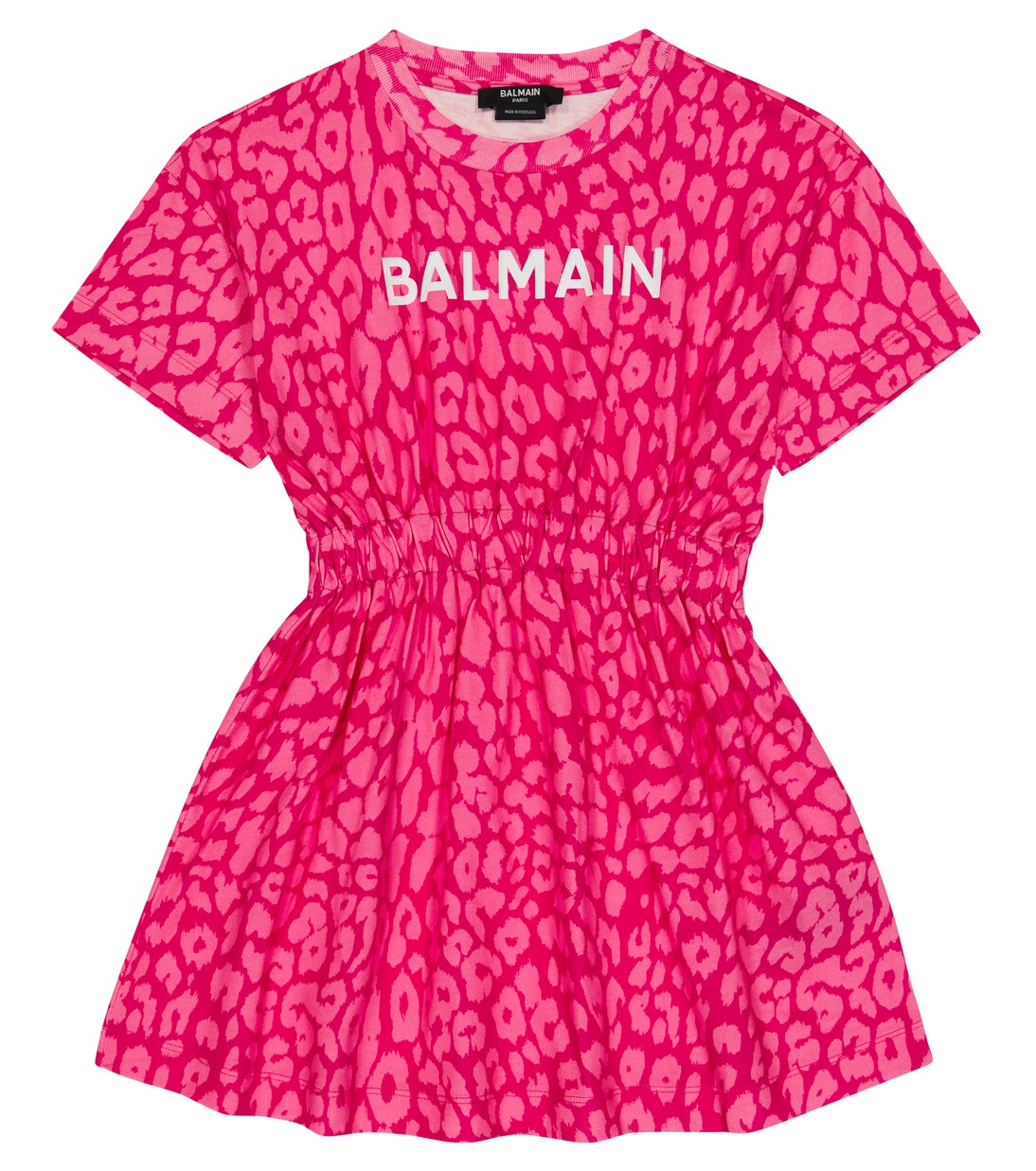 Leopard-print cotton dress in pink - Balmain Kids | Mytheresa