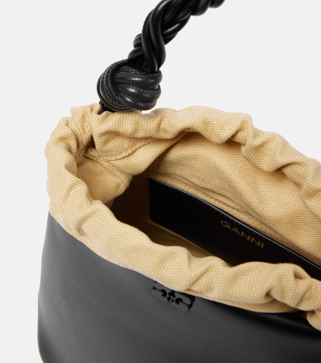 Bou leather bucket bag in black - Ganni | Mytheresa