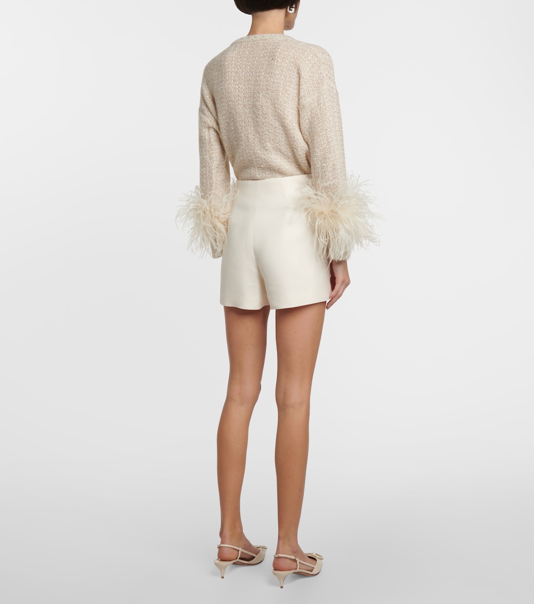 Vlogo wool and silk crêpe shorts in white - Valentino | Mytheresa