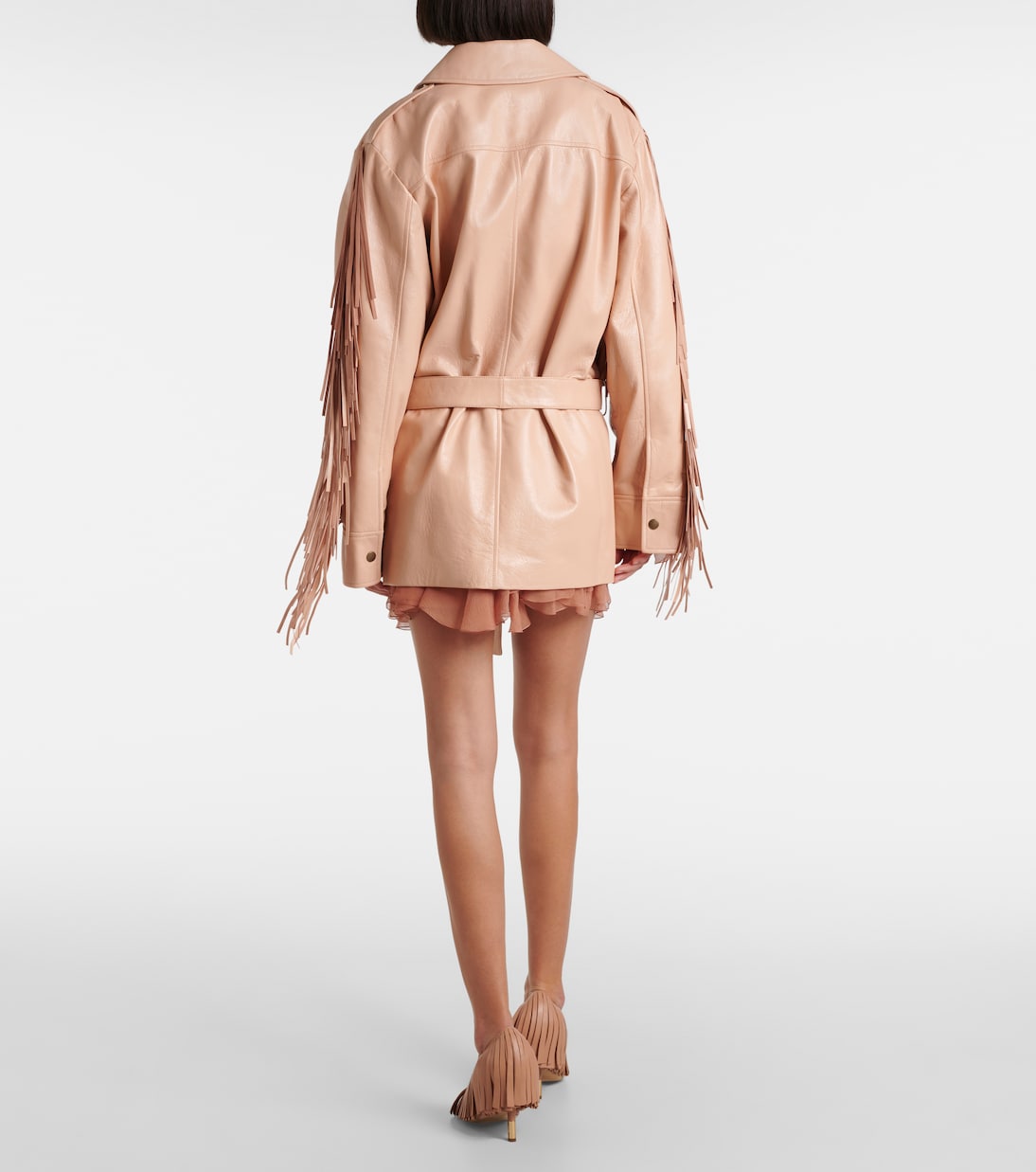 Fringed leather jacket in pink - Chloe | Mytheresa