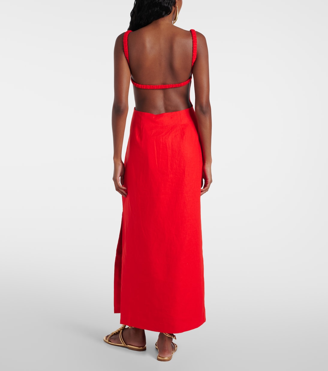 Primrose ruched linen maxi dress in red - SIR | Mytheresa