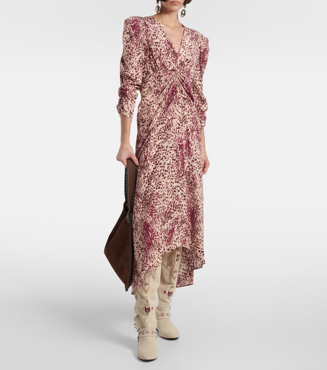 Albini gathered silk-blend midi dress in multicoloured - Isabel Marant ...