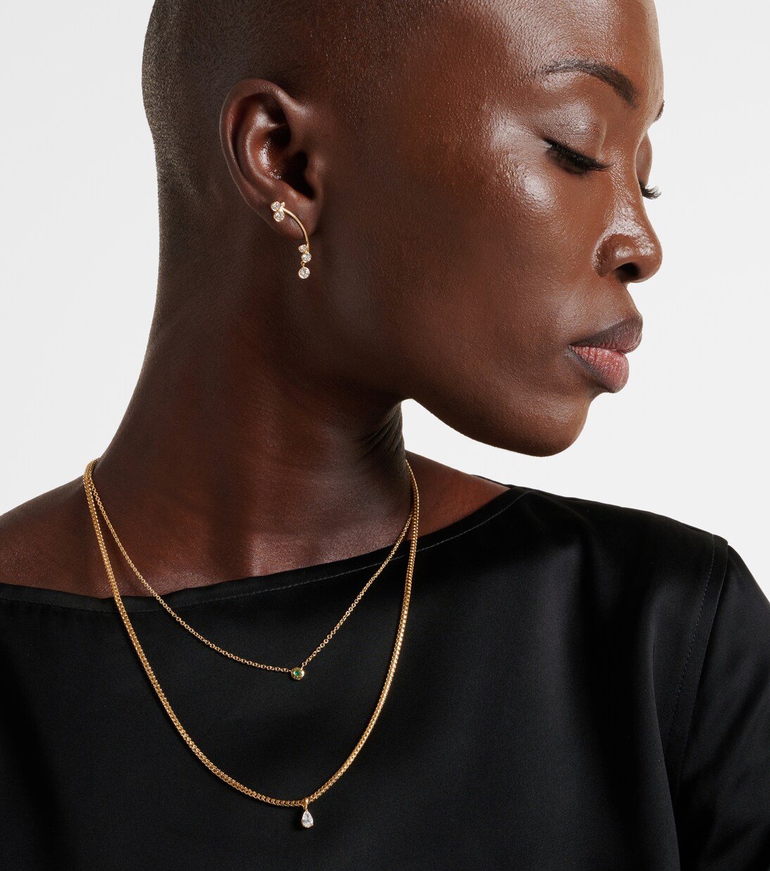 Nesting Gem 18kt gold necklace with emerald in gold - Octavia Elizabeth ...