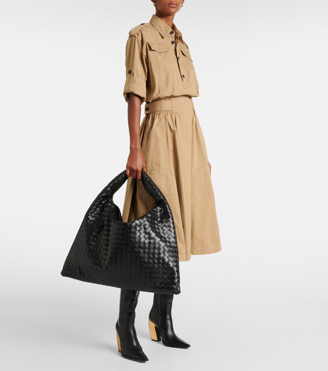 Hop Large leather tote bag in black - Bottega Veneta | Mytheresa