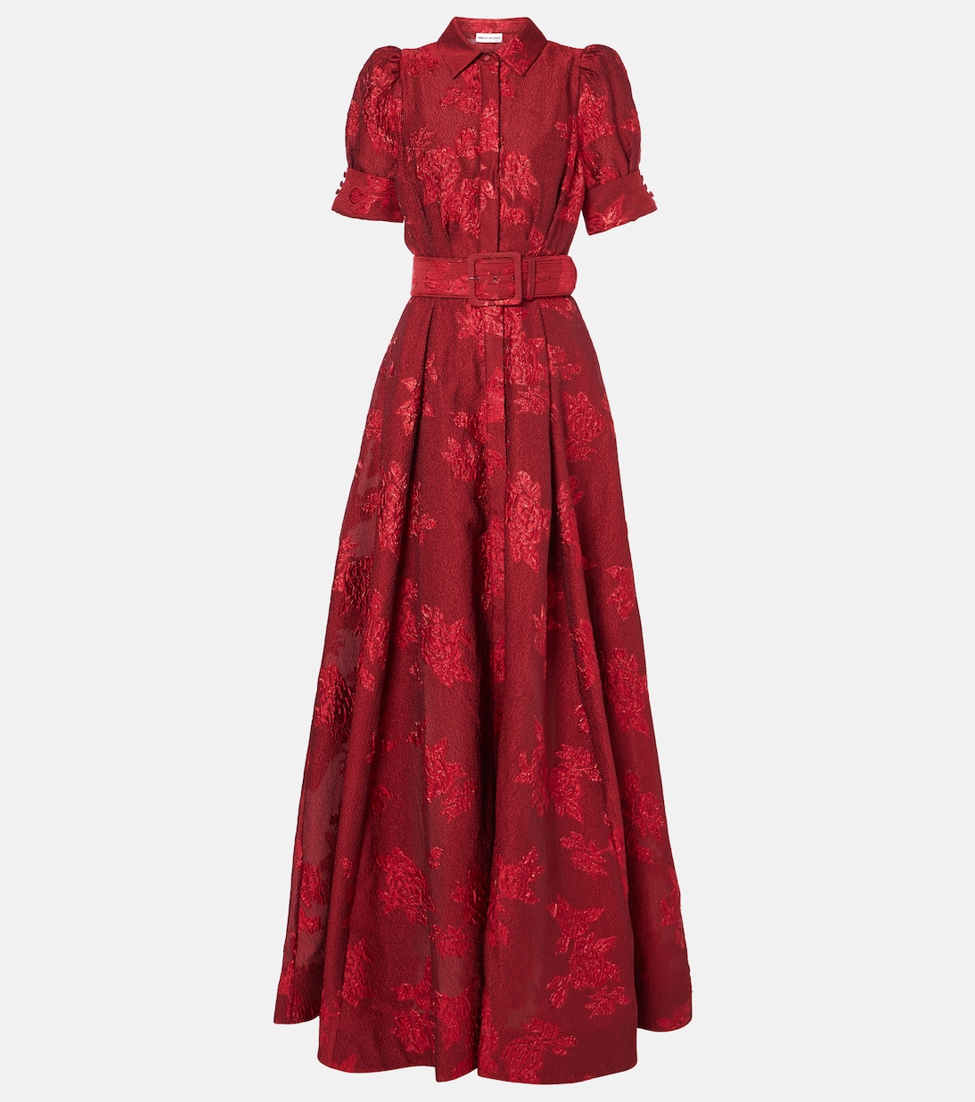 Henrietta belted brocade gown in red - Rebecca Vallance | Mytheresa
