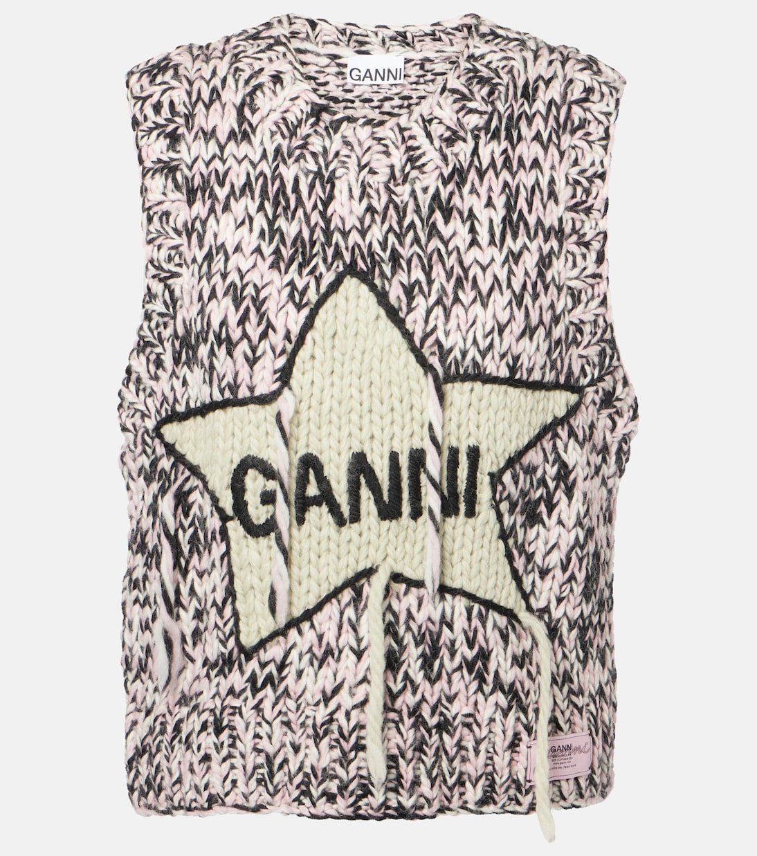 Logo wool vest in pink - Ganni | Mytheresa