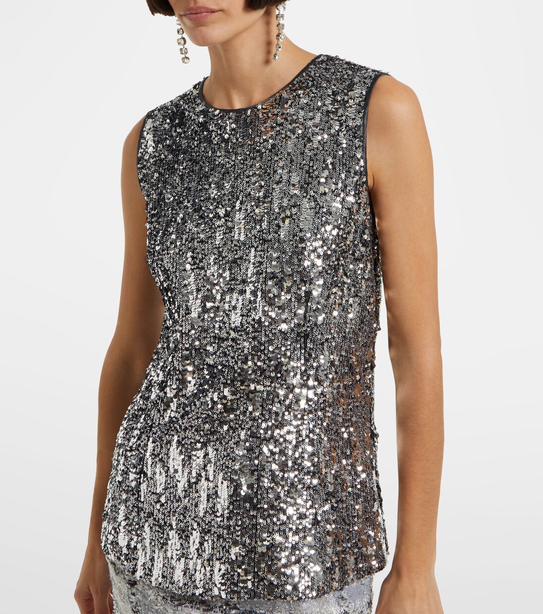 Sequined top in silver - Dolce Gabbana | Mytheresa