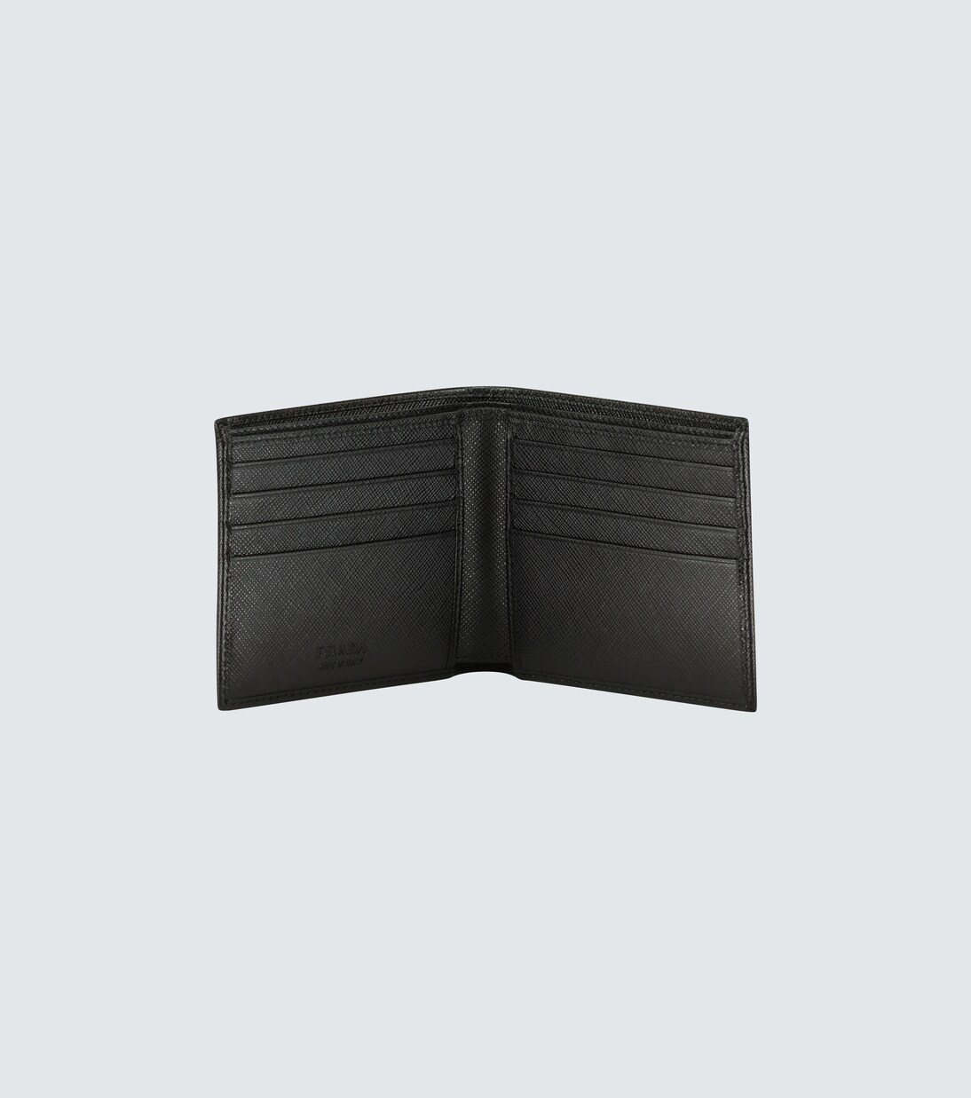 Folded leather wallet in black - Prada | Mytheresa