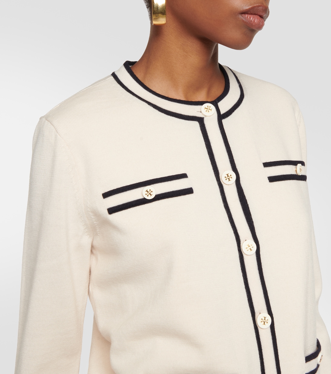 Kendra wool cardigan in white - Tory Burch | Mytheresa