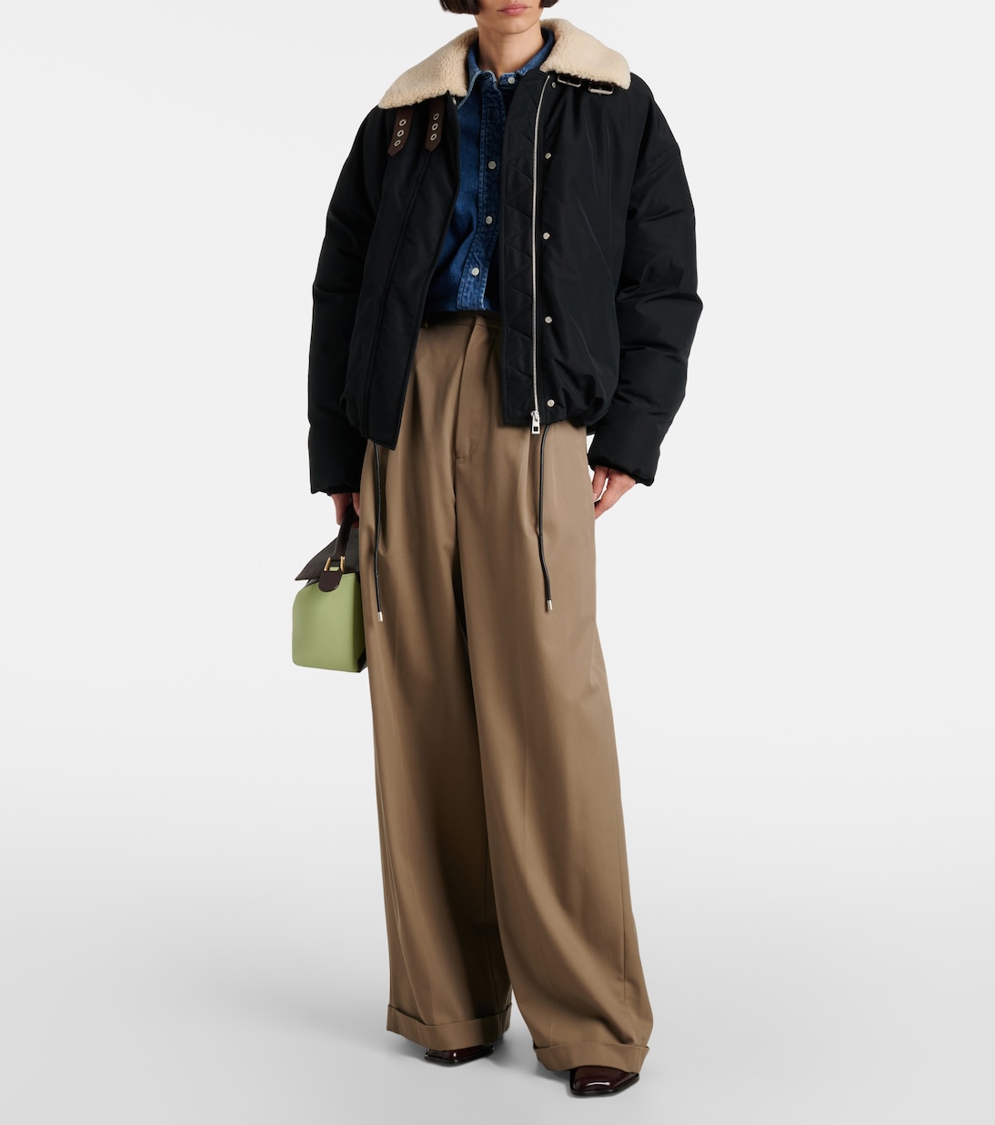 Convertible shearling-trimmed puffer jacket in black - Loewe | Mytheresa