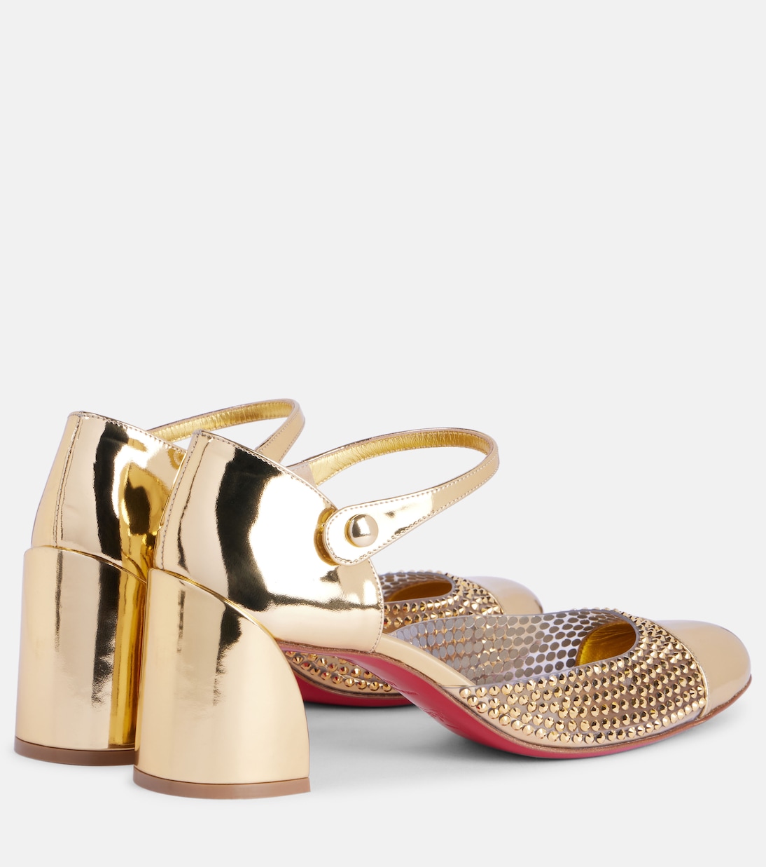 Miss MJ Strass mirrored leather and PVC pumps in gold - Christian ...
