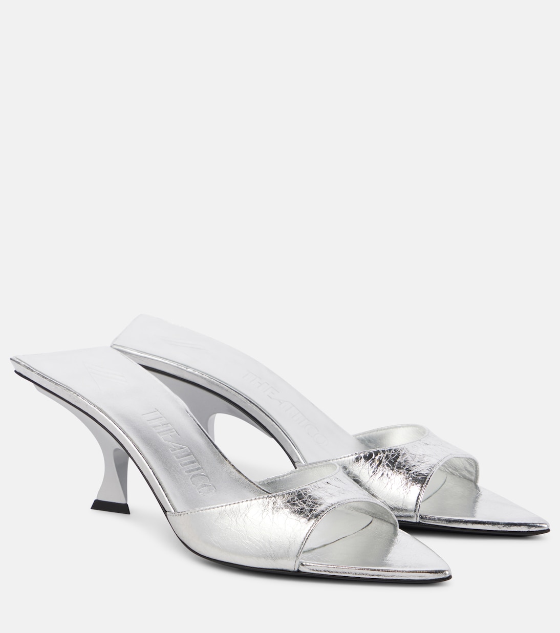 Bes 65 metallic leather mules in silver - The Attico | Mytheresa