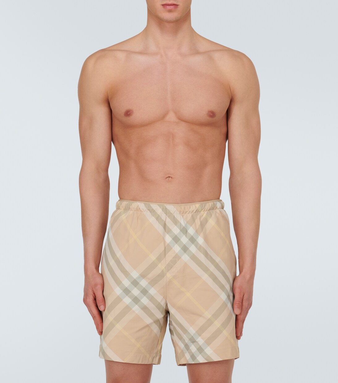 Burberry Check swim trunks in beige - Burberry | Mytheresa
