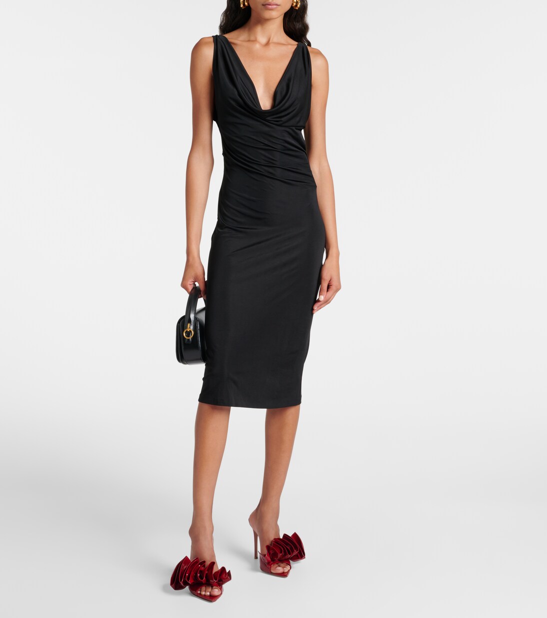 Gabrielle 105 ruffled patent leather mules in red - Gianvito Rossi ...