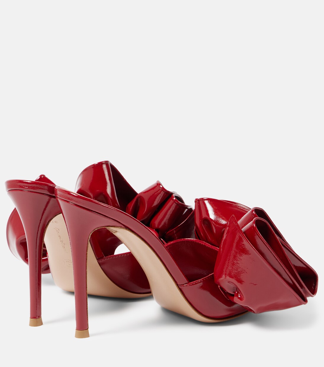 Gabrielle 105 ruffled patent leather mules in red - Gianvito Rossi ...
