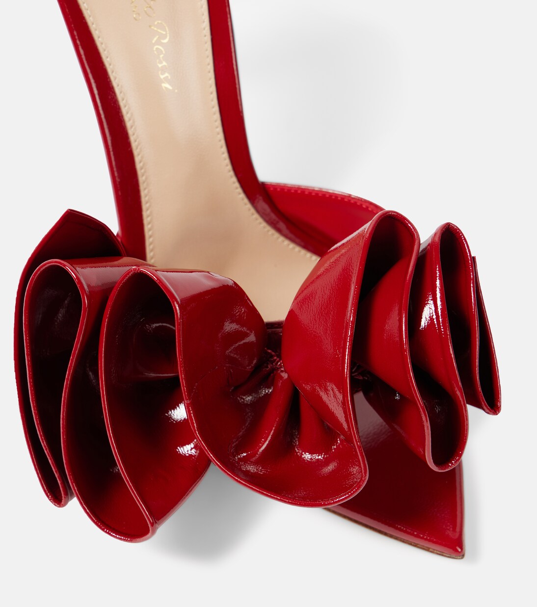 Gabrielle 105 ruffled patent leather mules in red - Gianvito Rossi ...
