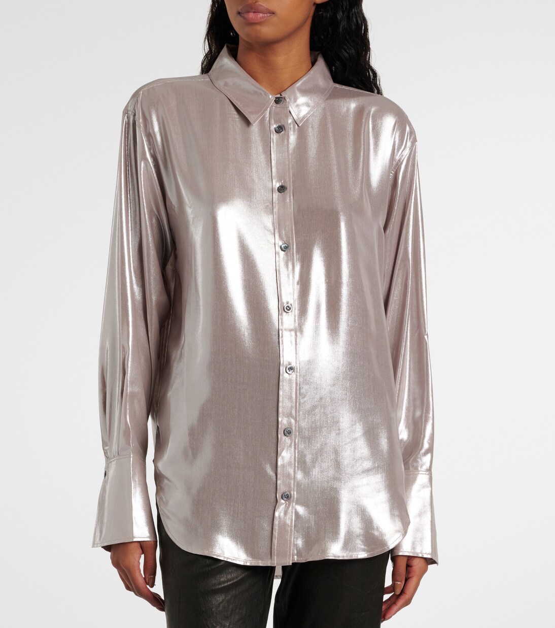 Camisa The Standard de lamé en plateado - Frame | Mytheresa
