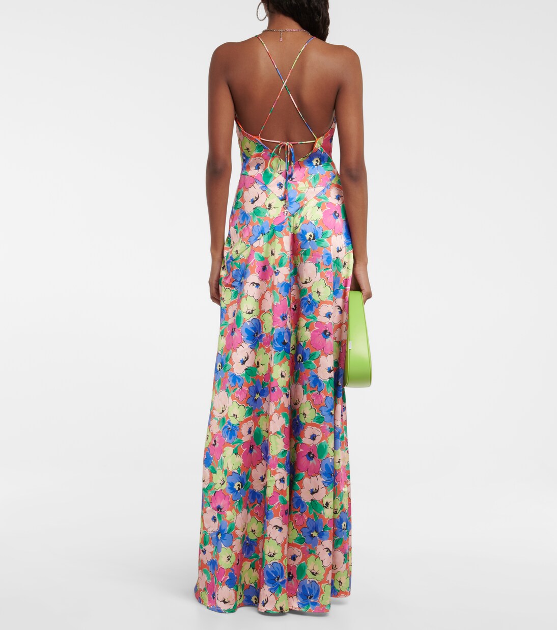 Printed V-neck maxi dress in multicoloured - Rotate | Mytheresa