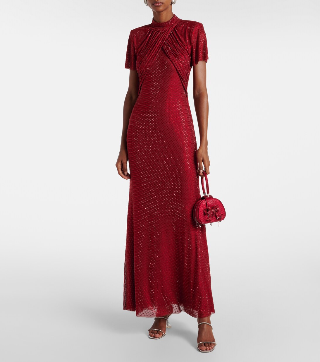 Embellished maxi dress in red - Self Portrait | Mytheresa