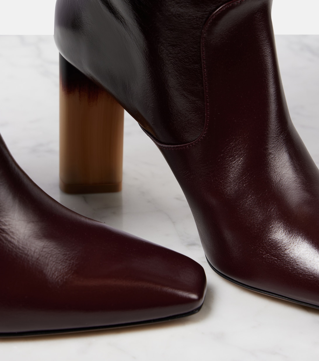 Georgia leather knee-high boots in burgundy - Chloe | Mytheresa