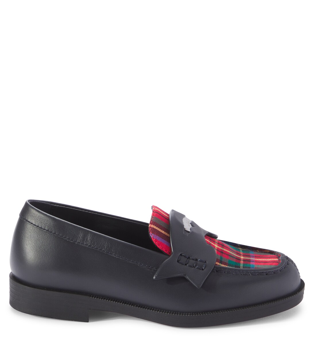 Mini Penny tartan leather penny loafers in blue - Christian Louboutin ...